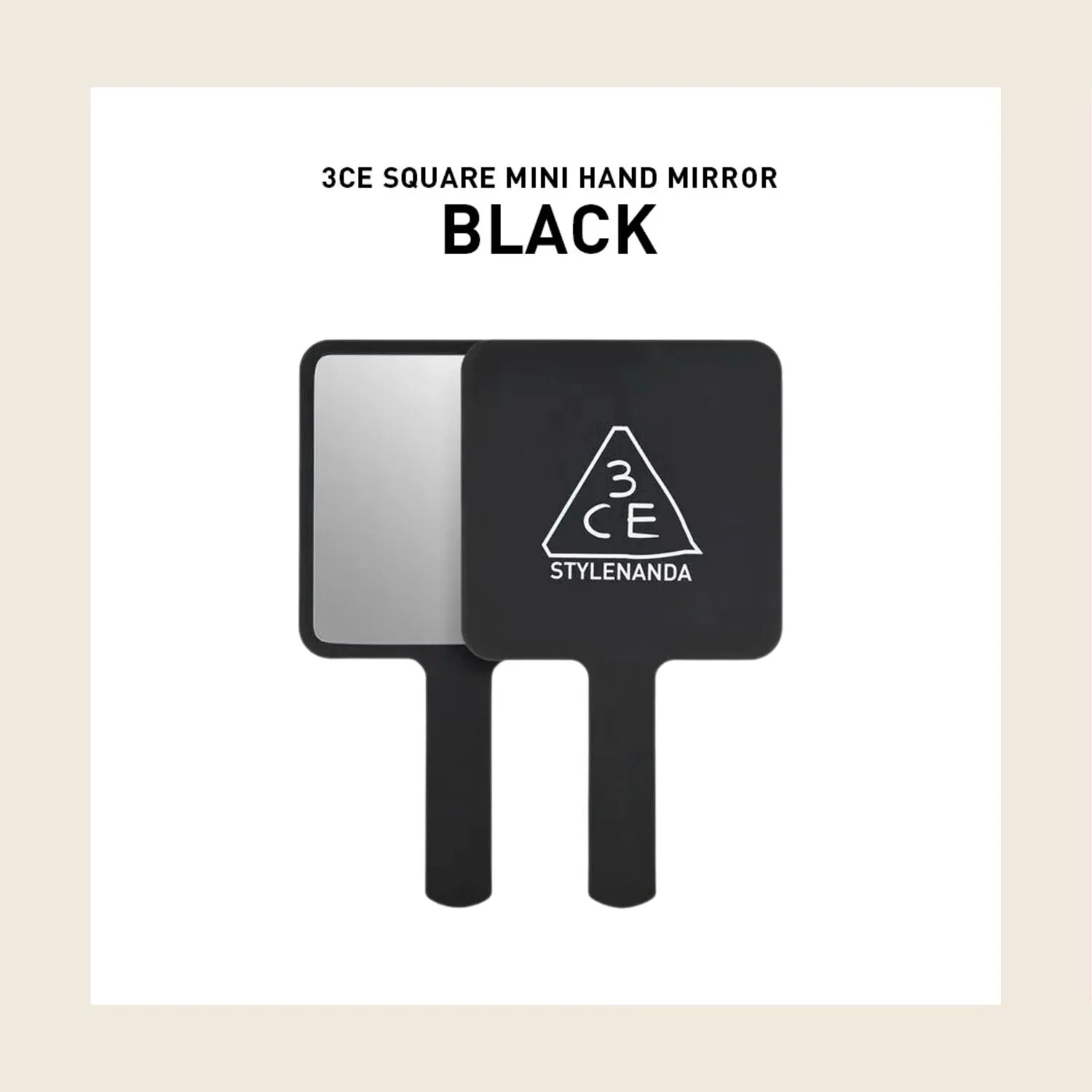 3CE Square Mini Hand Mirror Black | ORION XO Exclusive Sri Lanka!