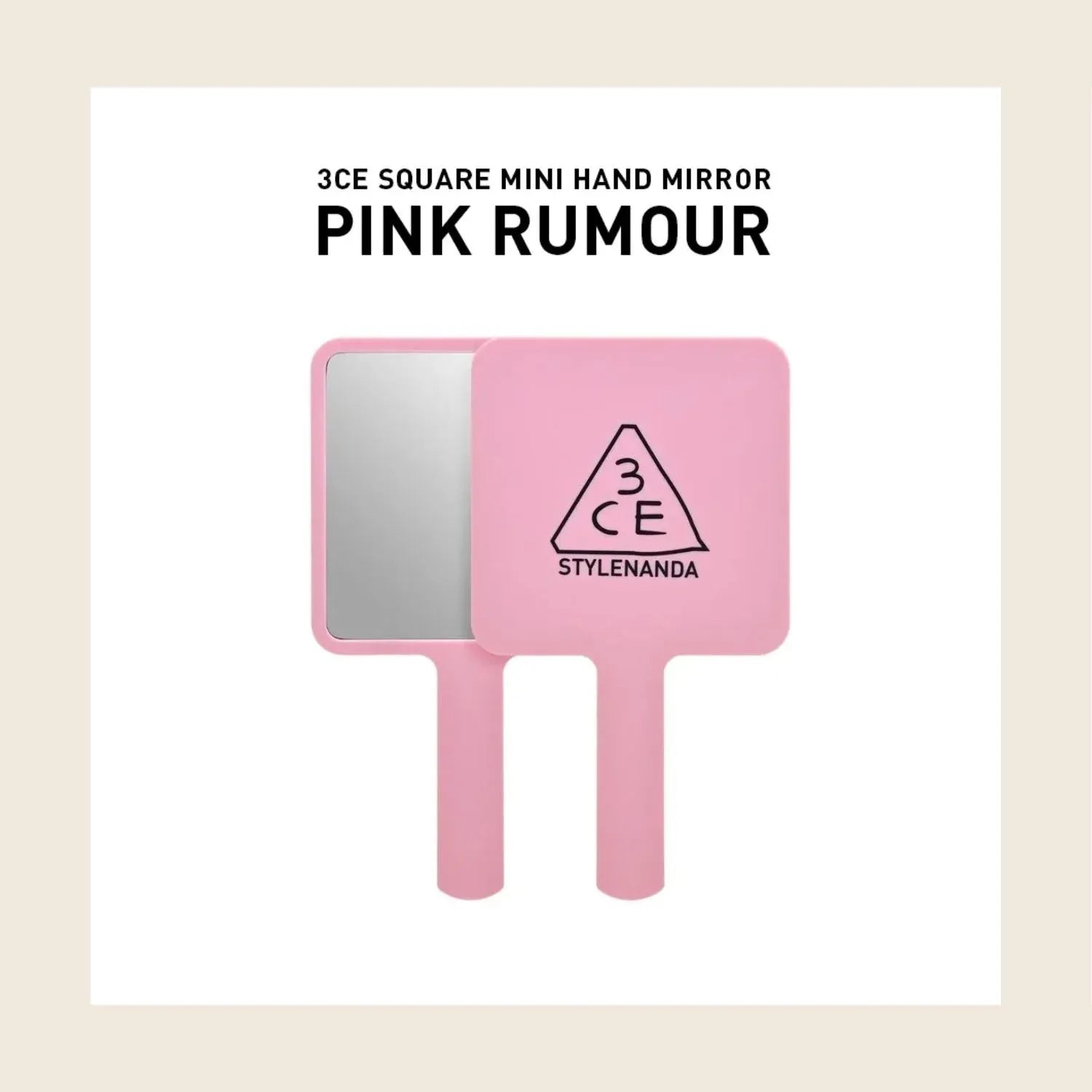 3CE Square Mini Hand Mirror Pink Rumour | ORION XO Exclusive!